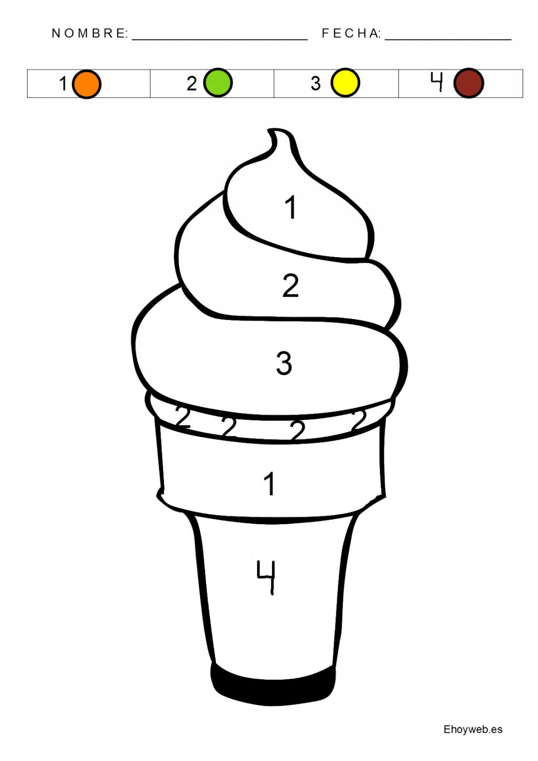 Tarea 111: COLOREA EL HELADO CON CÓDIGO NUMÉRICO – EHOYWEB.ES